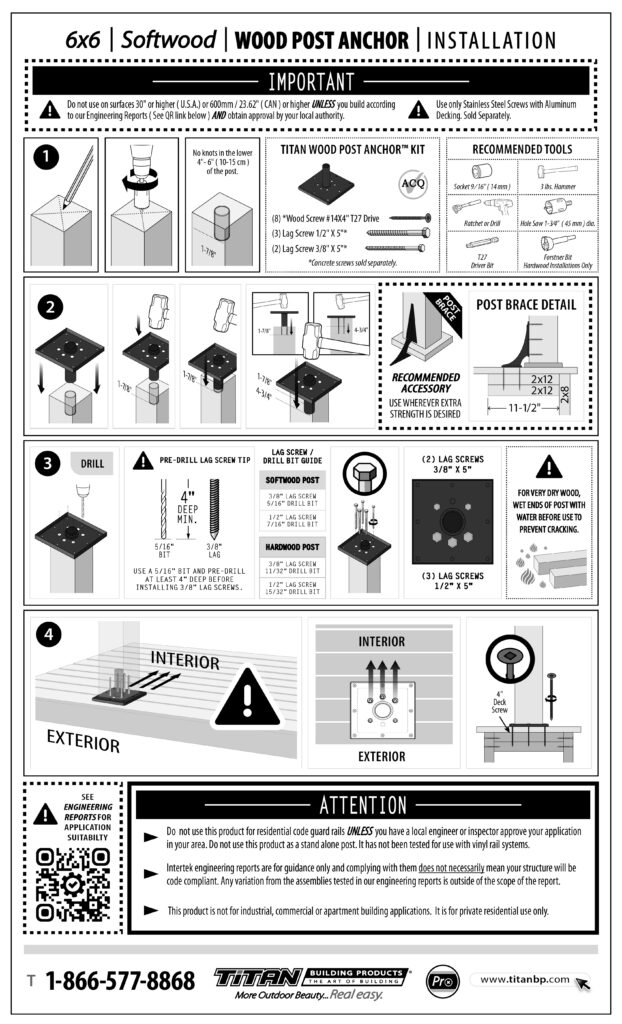 Wood Post Anchor Kits | Titan Building Products